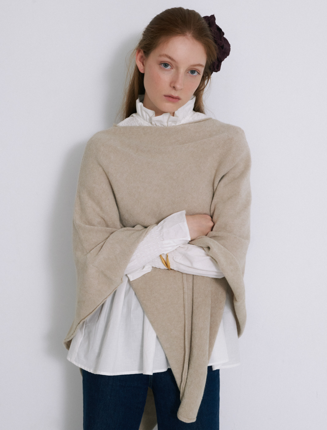 Poncho Laine beige – Deluem